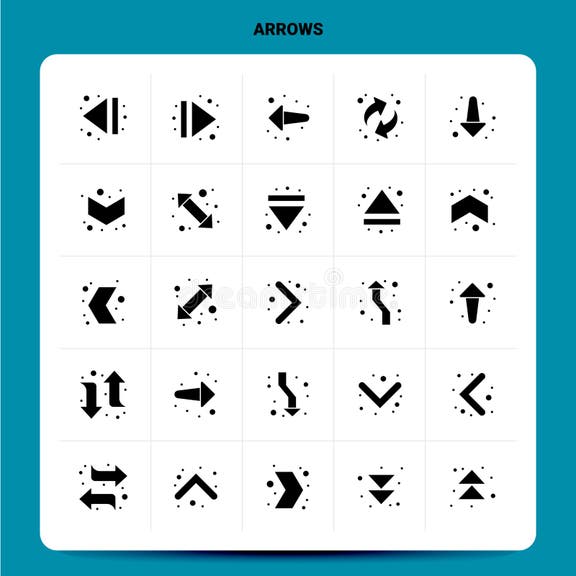 Solid 25 Arrows Icon Set. Vector Glyph Style Design Black Icons Set ...