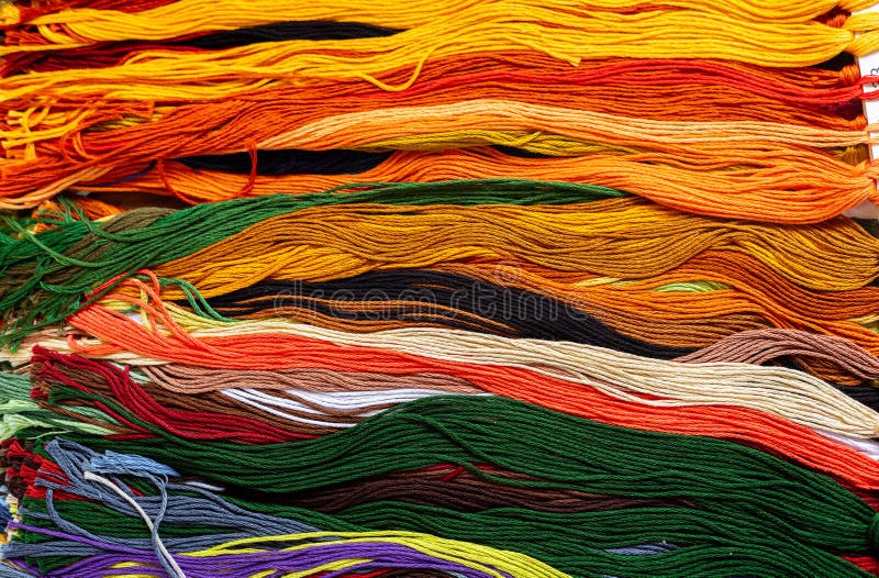 A Solid Background of Colorful Threads for Cross Stitch and Needlework ...
