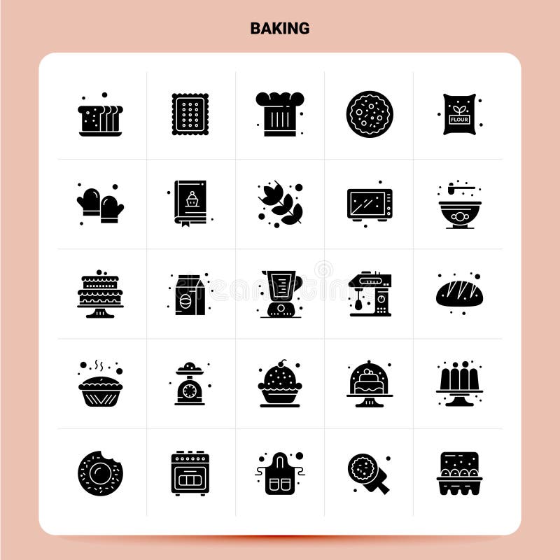 Solid 25 Baking Icon Set. Vector Glyph Style Design Black Icons Set ...