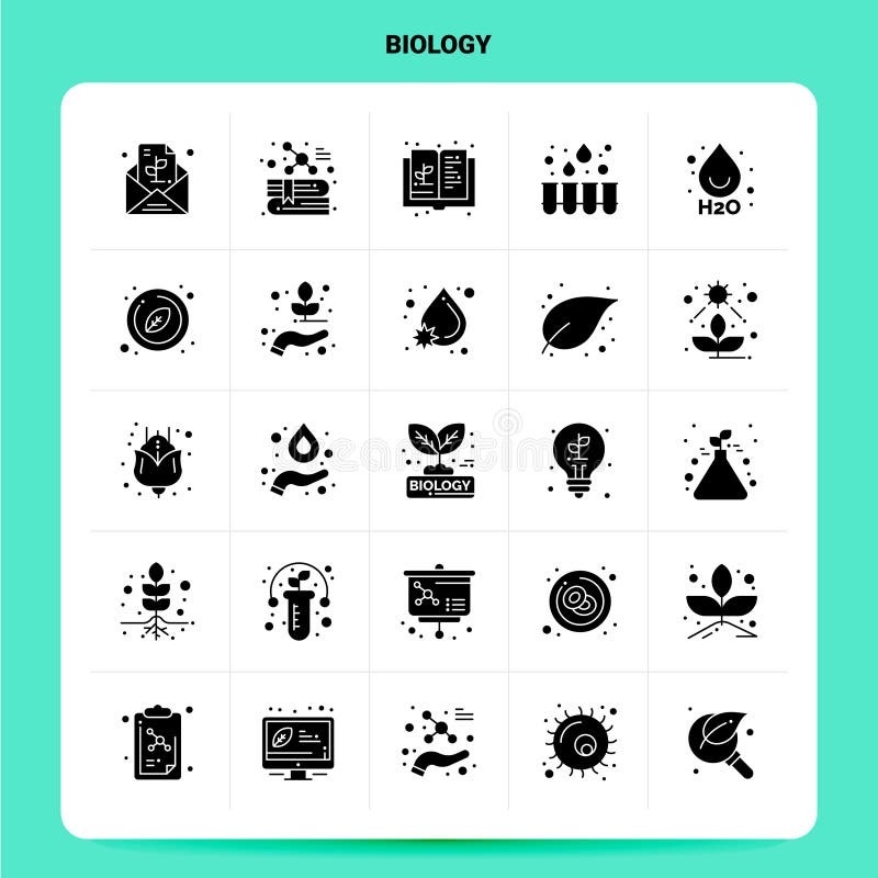 Solid 25 Biology Icon Set. Vector Glyph Style Design Black Icons Set ...
