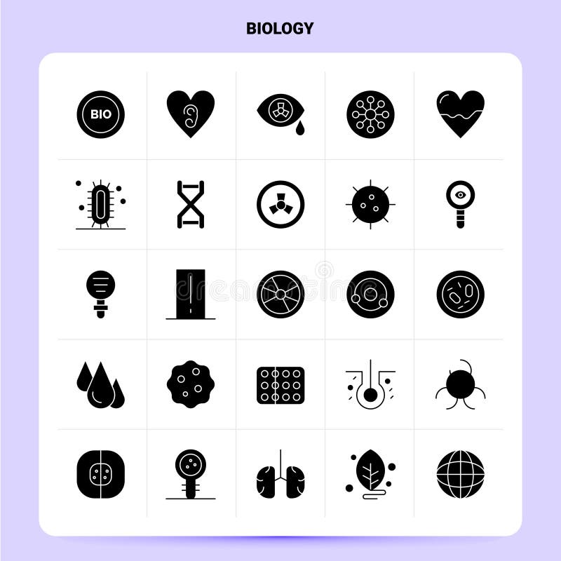 Solid 25 Biology Icon Set. Vector Glyph Style Design Black Icons Set ...