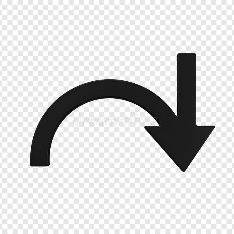 Black Curved Arrow Pointing Down and Right on Transparent Background ...