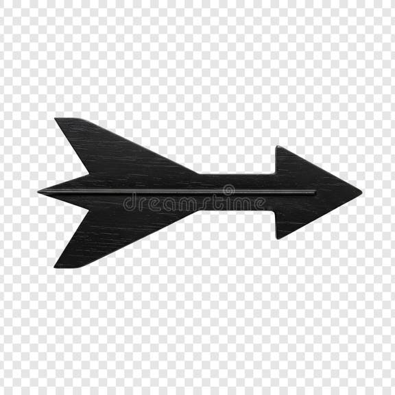 Black Arrow with Stylized Head and Tail Pointing Right on Transparent ...