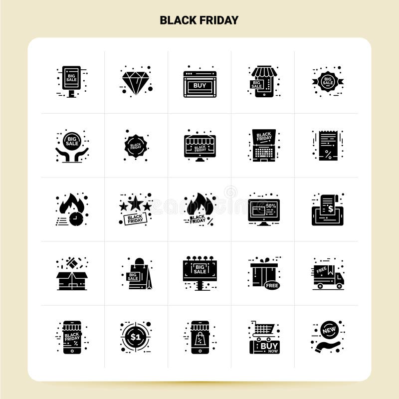 Solid 25 Black Friday Icon Set. Vector Glyph Style Design Black Icons ...