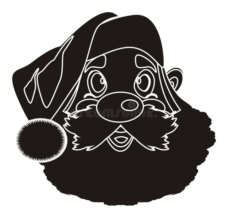 Solid black head of santa stock illustration. Illustration of smile ...