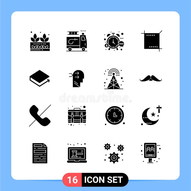 16 Solid Black Icon Pack Glyph Symbols for Mobile Apps Isolated on ...