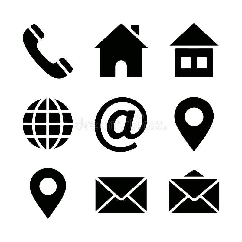 Solid Black Icons for Phone, Location, Email, Website Contact Details ...