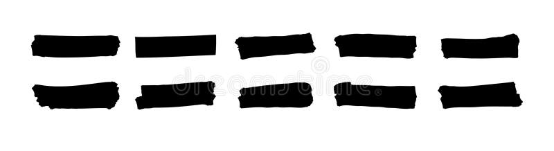 Solid Black Ink Brush Set Bundle Elements. Art Lines Collection Stock ...