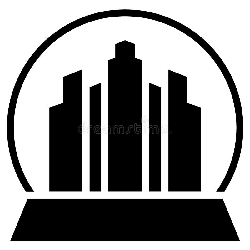 Solid Black Logo Forming a Building of Various Shapes Stock Vector ...