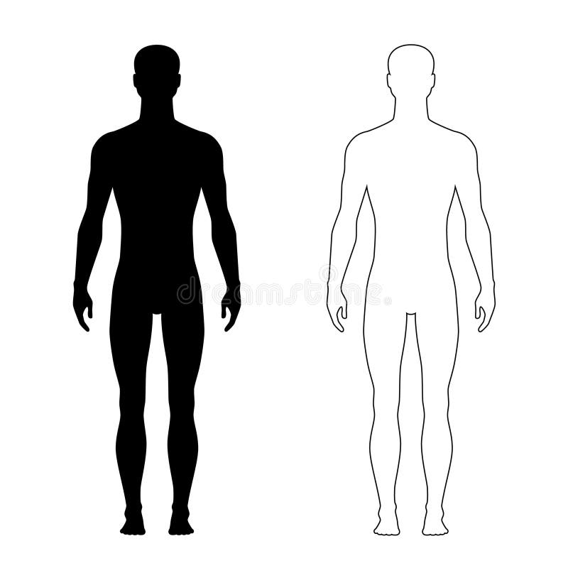 Solid Black and Outline Man Silhouettes - Isolated Vector Illustration ...