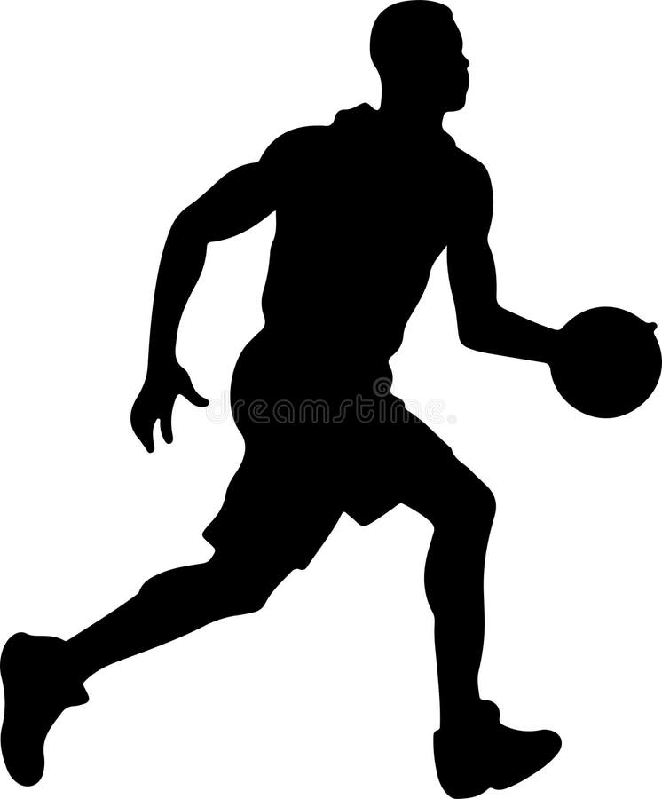 Solid Black Silhouette of a Basketball Player Stock Illustration ...