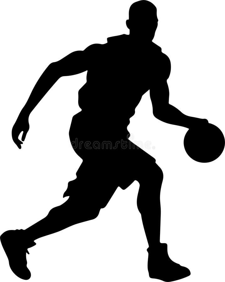 Solid Black Silhouette of a Basketball Player Stock Vector ...