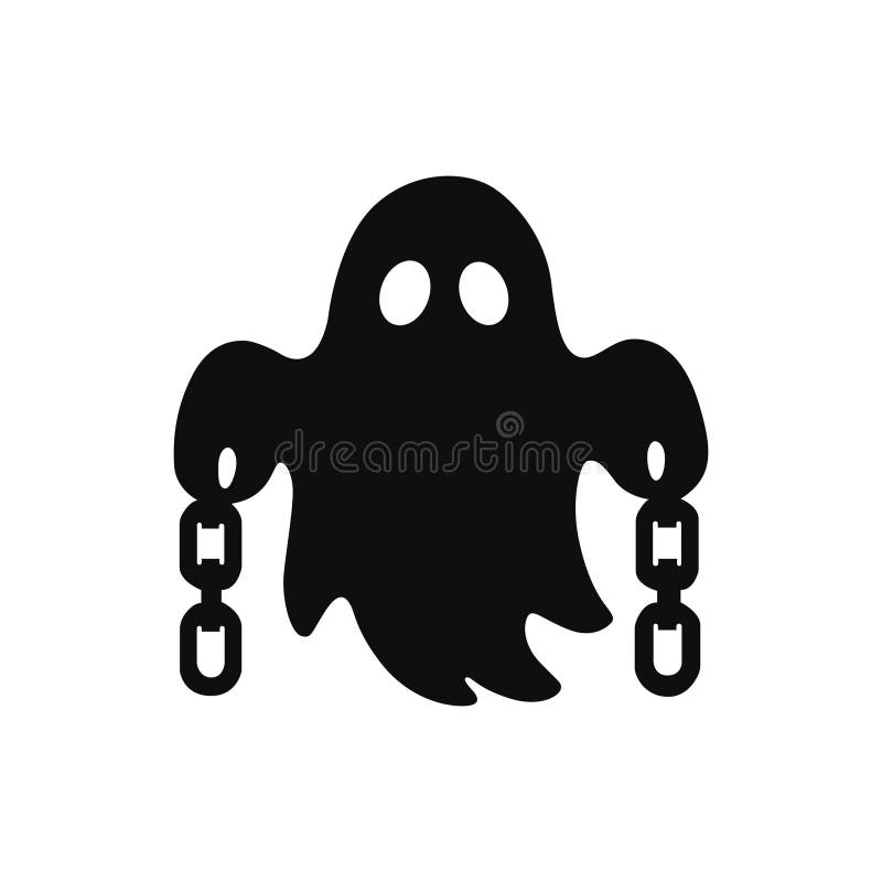 Chained Ghost Solid Black Silhouette Stock Illustration - Illustration ...