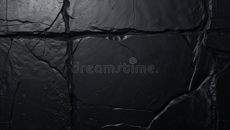Solid Black Textured Cracked Stone Surface with Natural Lines Stock ...