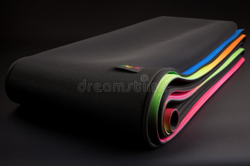 Solid Black Yoga Mat with Pops of Bright Color Stock Illustration ...