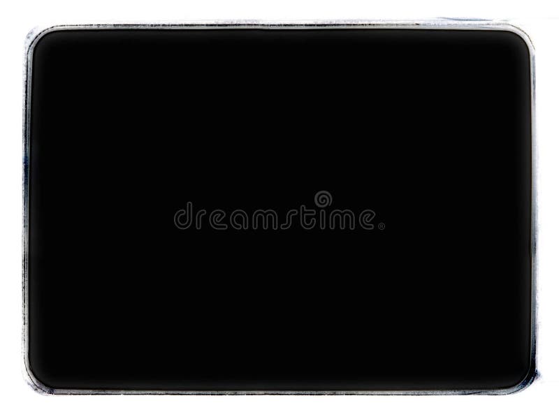 Solid Blank Empty Black Rectangle Screen Abstract with White Outline ...