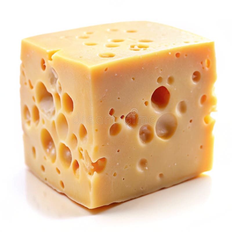 Block of Cheese Isolated on White Background Stock Illustration ...