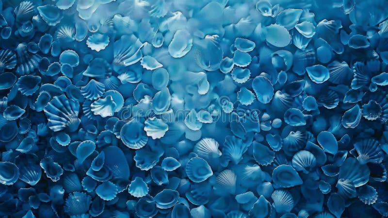 A Solid Blue Background Formed by Thousands of Tiny Seashells, Macro ...