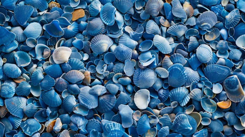 A Solid Blue Background Formed by Thousands of Tiny Seashells, Macro ...