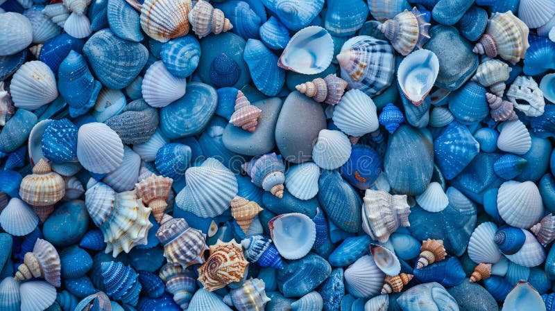 A Solid Blue Background Formed by Thousands of Tiny Seashells, Macro ...