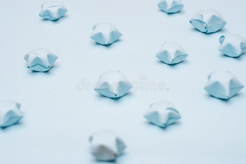 Solid Blue Background with Paper Stars in a Children`s Style Stock ...