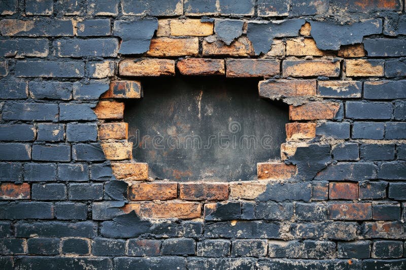 A Solid Brick Wall Featuring a Square Hole Cut Out of it Stock Image ...