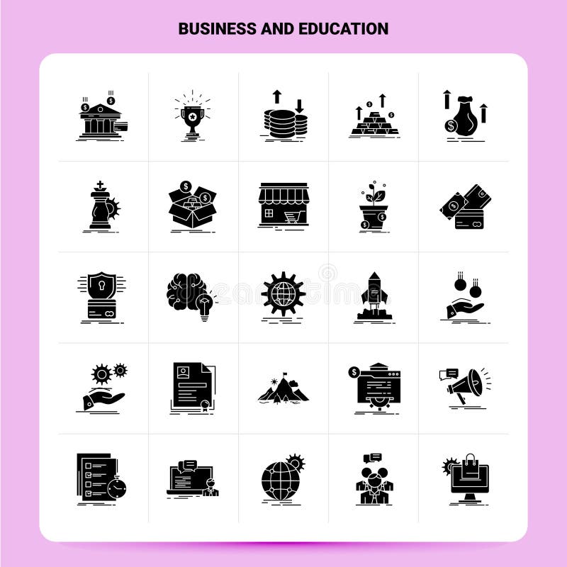 Solid 25 Business and Education Icon Set. Vector Glyph Style Design ...