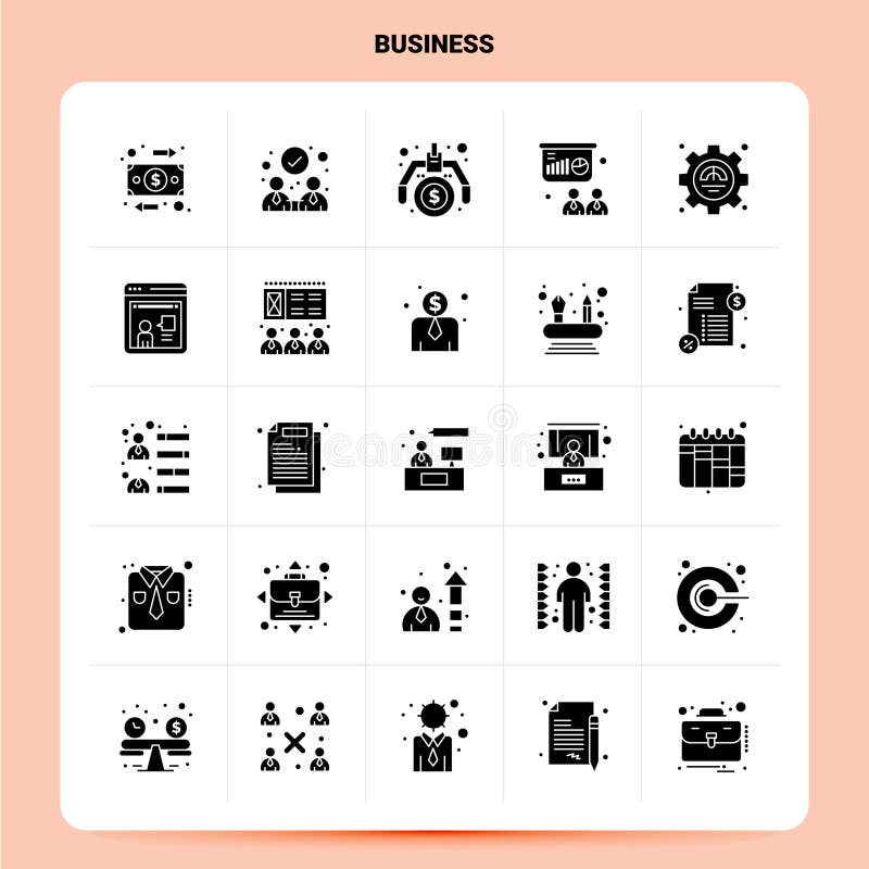 Solid 25 Business Icon Set. Vector Glyph Style Design Black Icons Set ...