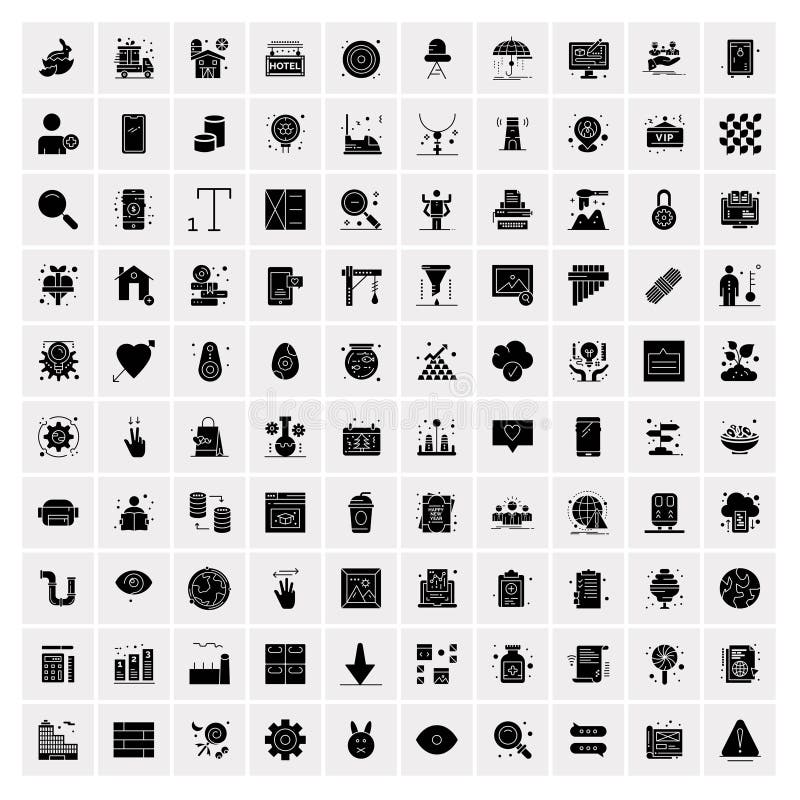 100 Solid Business Icons for Web and Print Material Stock Vector ...
