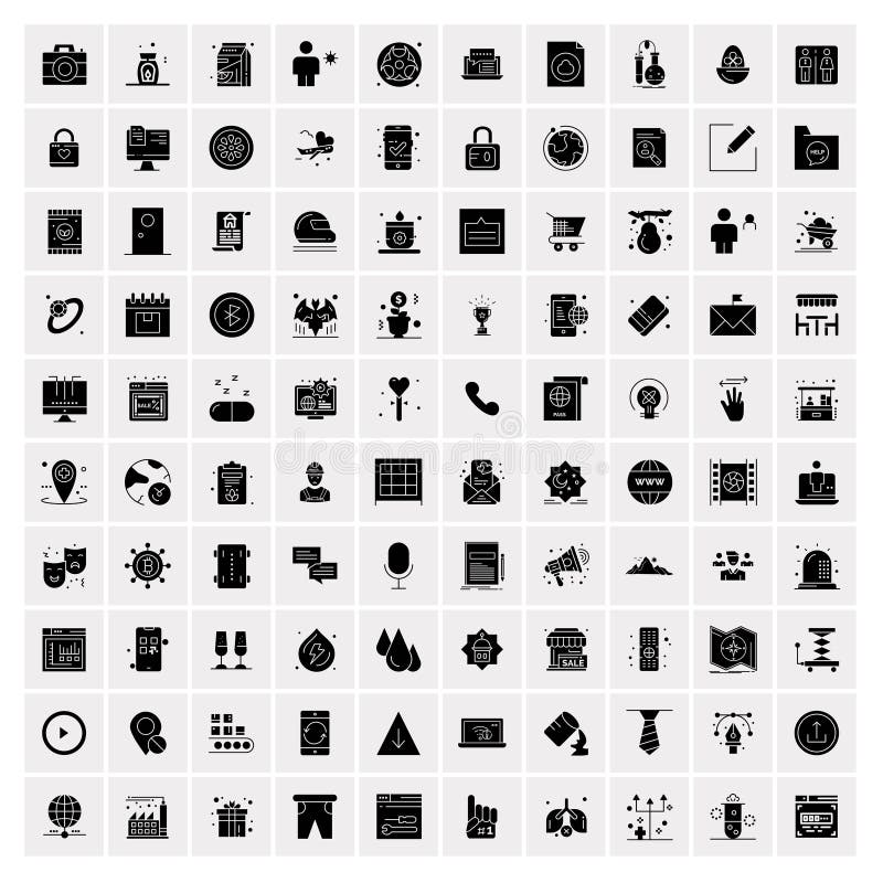 100 Solid Business Icons for Web and Print Material Stock Vector ...
