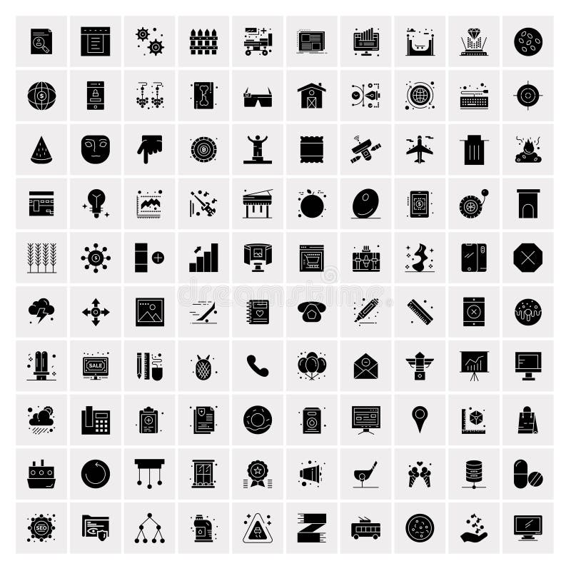 100 Solid Business Icons for Web and Print Material Stock Vector ...