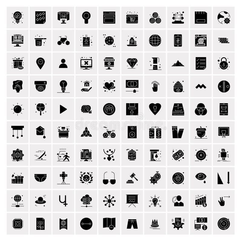 100 Solid Business Icons for Web and Print Material Stock Vector ...