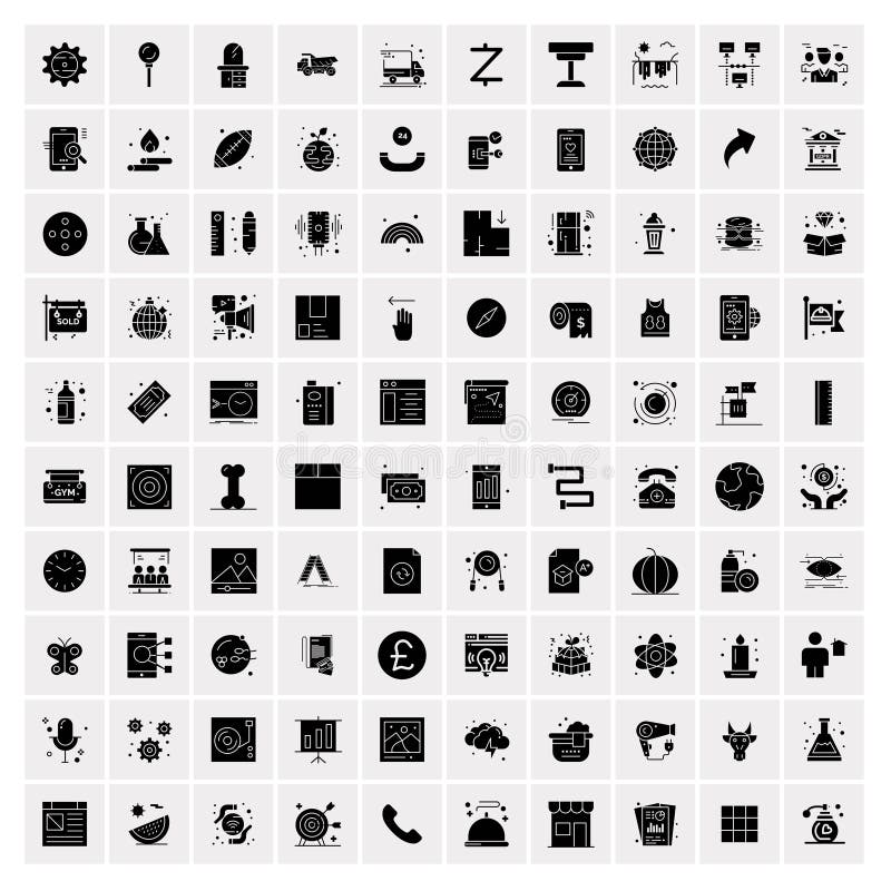100 Solid Business Icons for Web and Print Material Stock Vector ...