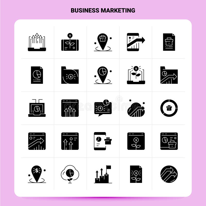 Solid 25 Business Marketing Icon Set. Vector Glyph Style Design Black ...