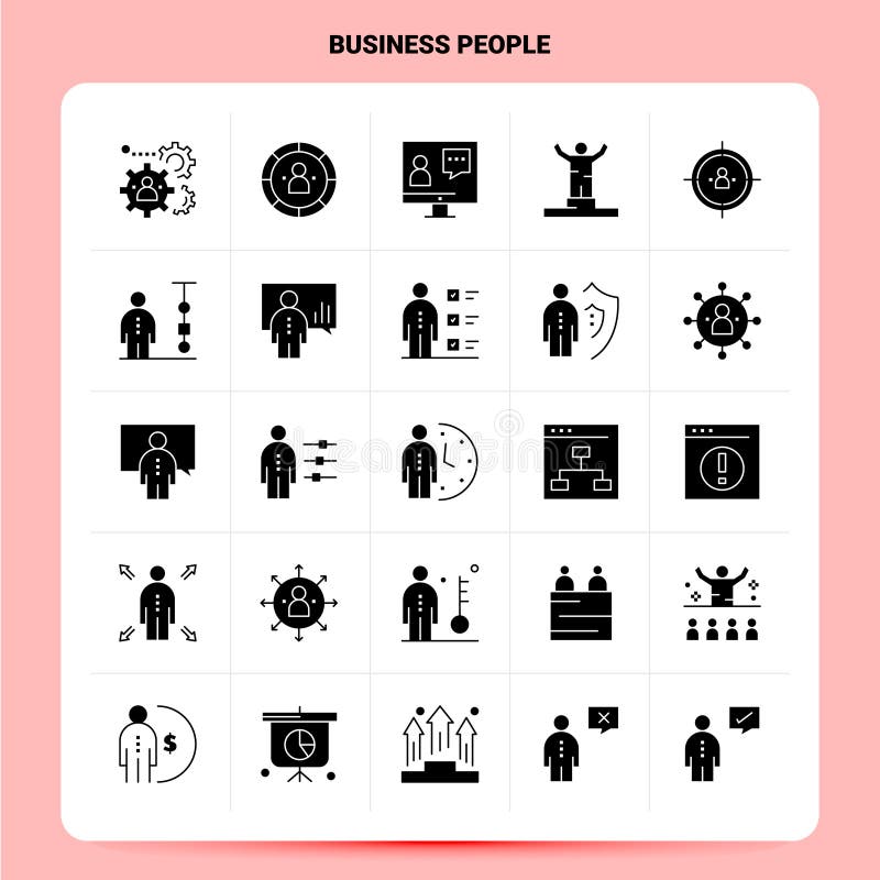 Solid 25 Business People Icon Set. Vector Glyph Style Design Black ...