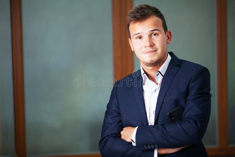 Solid Businessman in a Jacket Works in the Office of the Company. Stock ...