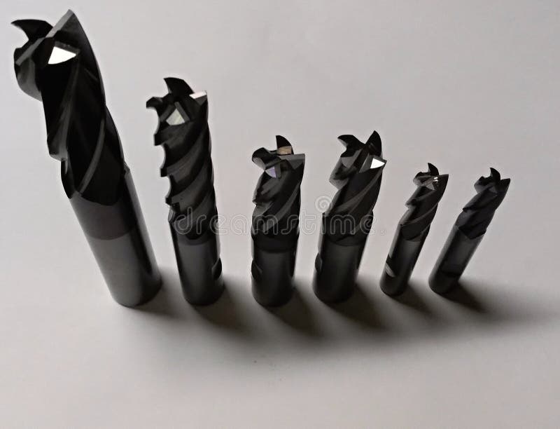 Solid Carbide End Mills with White Background Stock Image - Image of ...