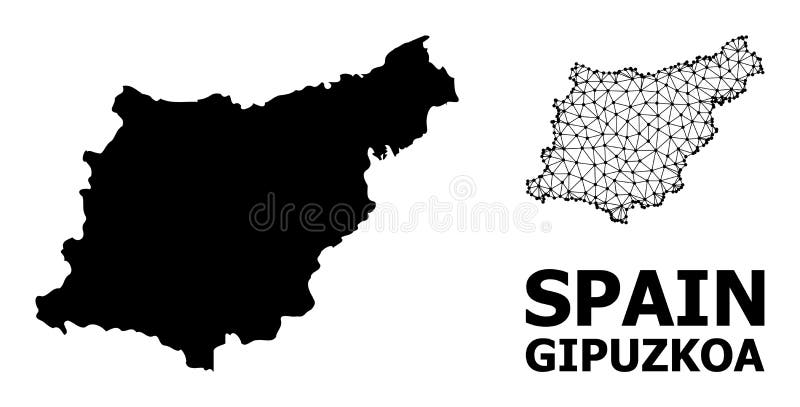 Solid and Carcass Map of Gipuzkoa Province Stock Vector - Illustration ...