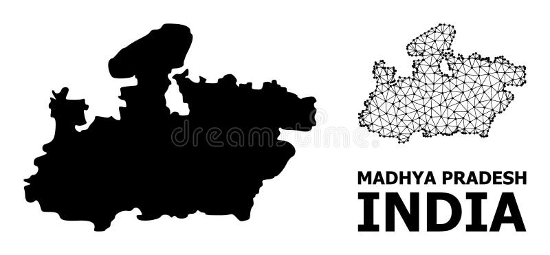 Solid and Carcass Map of Madhya Pradesh State Stock Vector ...