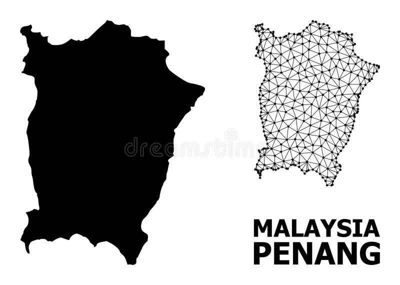 Solid and Carcass Map of Penang Island Stock Vector - Illustration of ...