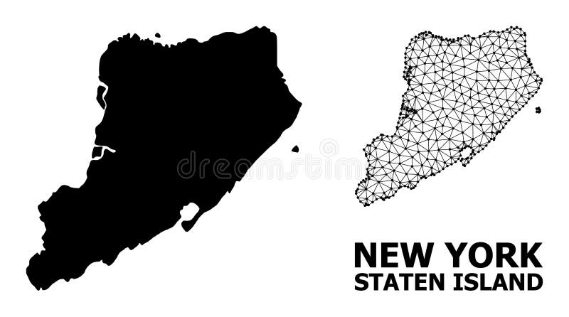 Solid and Carcass Map of Staten Island Stock Vector - Illustration of ...