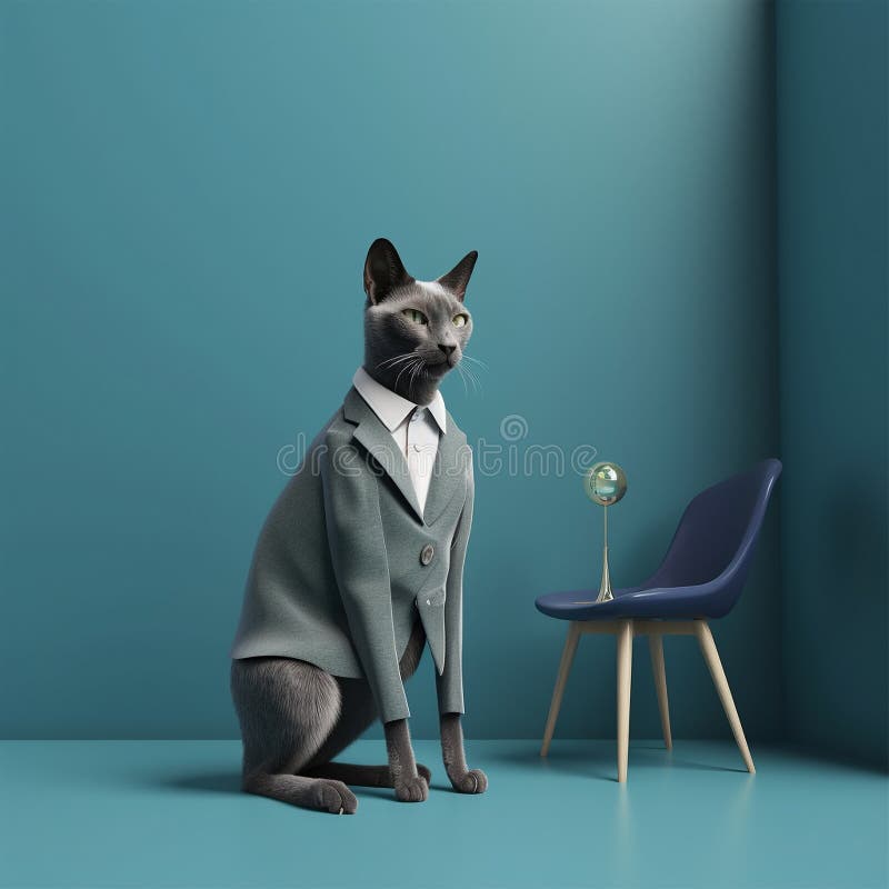 Solid Cat in a Business Suit and Glasses. AI Generated Stock Image ...