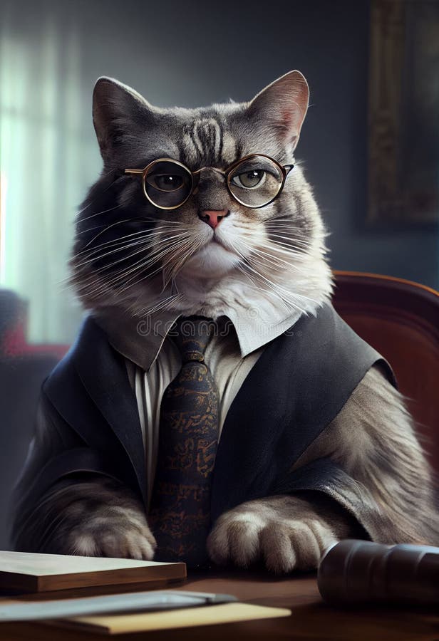 Solid Cat in a Business Suit and Glasses. AI Generated Stock ...