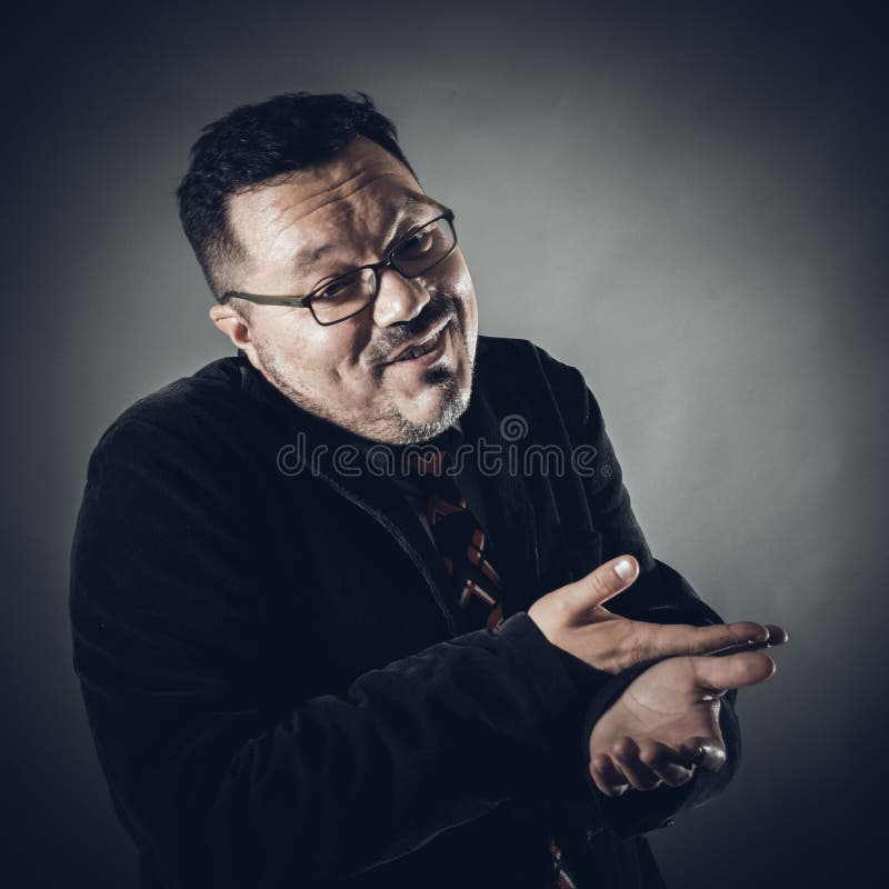 Solid Cheerful Man in Spectacles Emotional Portrait Stock Photo - Image ...