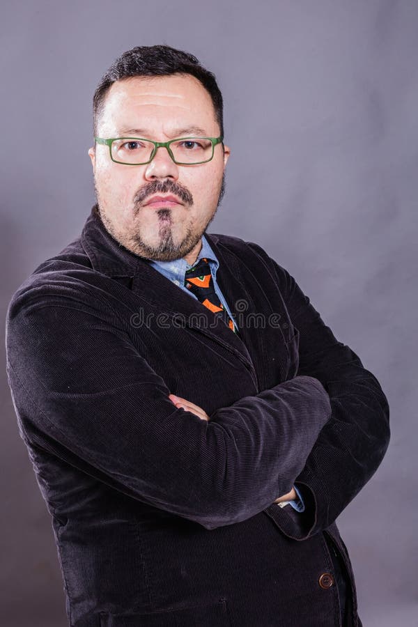 Solid Cheerful Man in Spectacles Emotional Portrait Stock Photo - Image ...