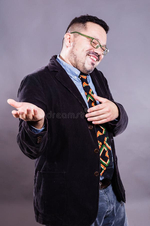 Solid Cheerful Man in Spectacles Emotional Portrait Stock Image - Image ...