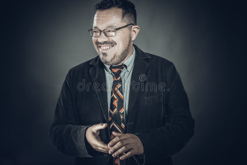 Solid Cheerful Man in Spectacles Emotional Portrait Stock Photo - Image ...