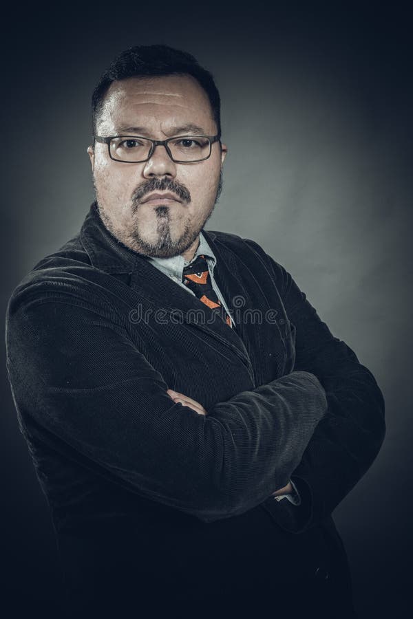 Solid Cheerful Man in Spectacles Emotional Portrait Stock Photo - Image ...