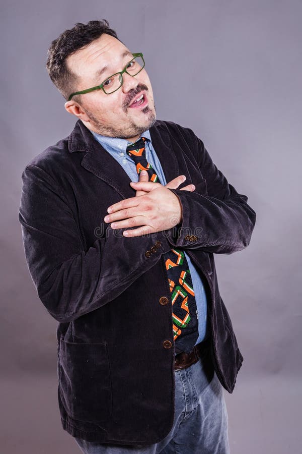 Solid Cheerful Man in Spectacles Emotional Portrait Stock Image - Image ...