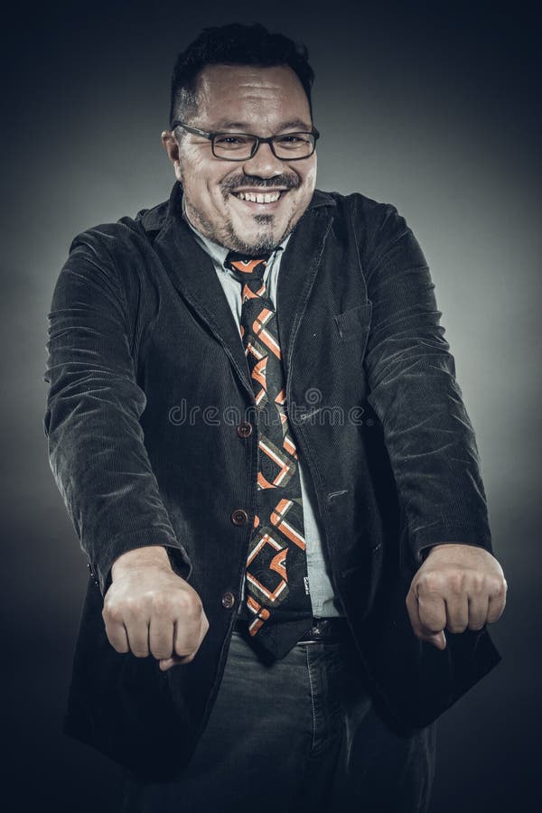 Solid Cheerful Man in Spectacles Emotional Portrait Stock Photo - Image ...